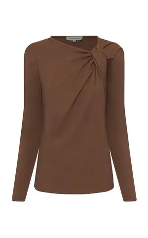 ANDRES OTALORA Lo Ancestral Twist-detailed Stretch-cotton Top - Brown
