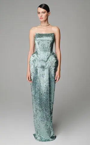 BALYKINA Muna Sequined Maxi Dress - Turquoise