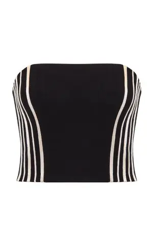 ANDRES OTALORA Tan Amada Embroidered Top - Black