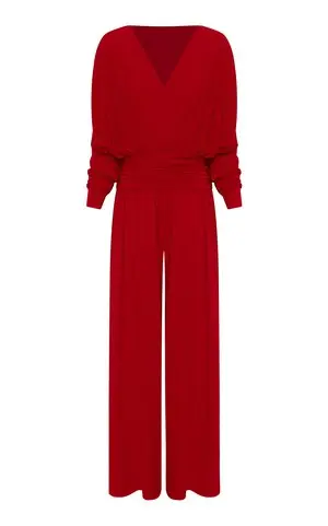 ANDRES OTALORA Comienzos Gathered Jumpsuit - Red