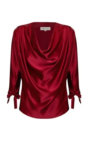 ANDRES OTALORA Draped Silk Blouse - Red