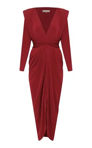 ANDRES OTALORA Tu Voz Belted Midi Dress - Red