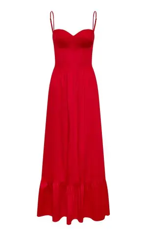 ANDRES OTALORA Conocerte Bustier Cotton Maxi Dress - Red