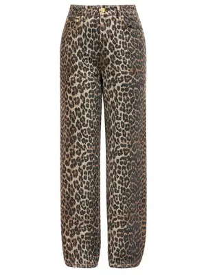 GANNI Lari" Jeans With Leopard Print - Animalier