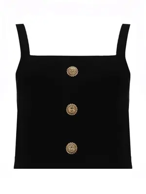 Balmain Top With Jewel Buttons - Black