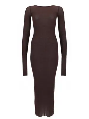 Rick Owens Long-sleeved Midi Dress - Brown