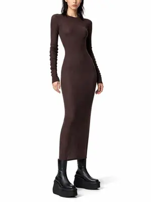 Rick Owens Long-sleeved Midi Dress - Brown