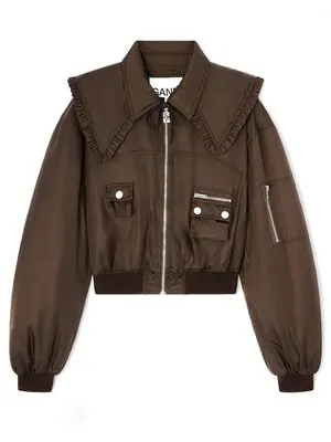 GANNI Duchesse Bomber Jacket - Black