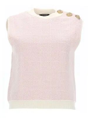 Balmain Sleeveless Top With Jewel Buttons - Pink