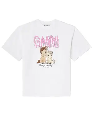 GANNI Cotton Graphic T-shirt - White