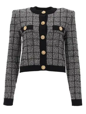 Balmain Cardigan With Jewel Buttons - Black