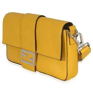 Fendi Selleria Leather Baguette Bag - Yellow