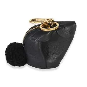 Loewe Calfskin Shearling Bunny Coin Purse - Black