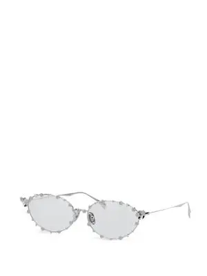 YVMIN Paradise Flower Embellished Oval-frame Glasses - Silver