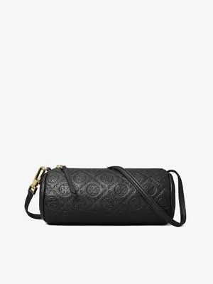 Tory Burch T Monogram Pebble Cylinder Bag - Black