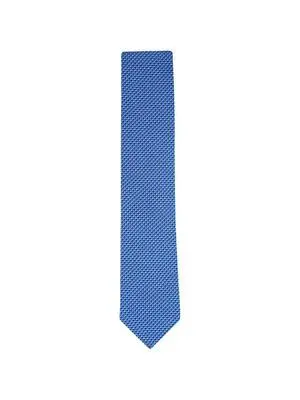 Eton Geometric Pattern Silk Tie - Blue