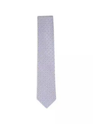 Eton Geometric Patterned Neck Tie - Grey