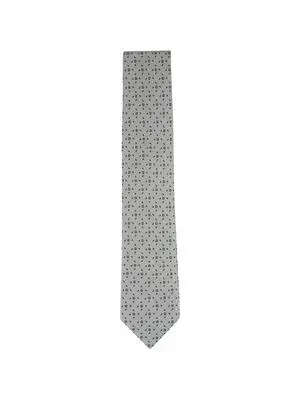 Brioni Geometric Print Silk Necktie - Grey