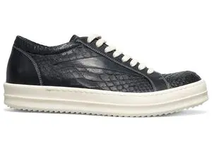Rick Owens Vintage Low Sneaker Embossed Python - Black/milk