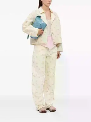 MSGM Floral Denim Jacket - Neutrals