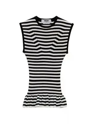MSGM Striped Ruffled Top