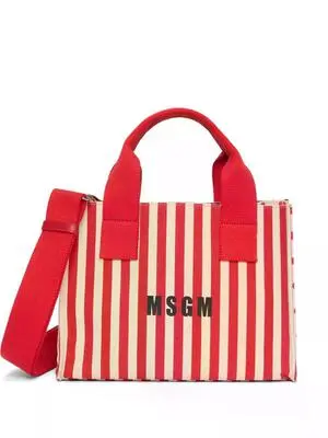 MSGM Striped Print Tote - Red
