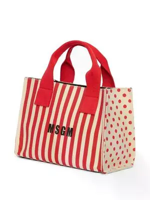 MSGM Striped Print Tote - Red