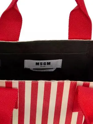 MSGM Striped Print Tote - Red