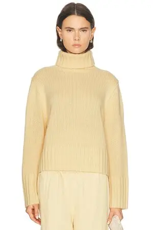 Jenni Kayne Cropped Jet Turtleneck Sweater - Pale Yellow