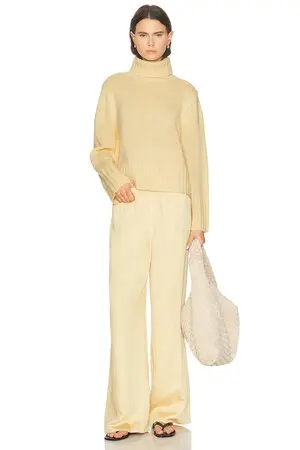 Jenni Kayne Cropped Jet Turtleneck Sweater - Pale Yellow