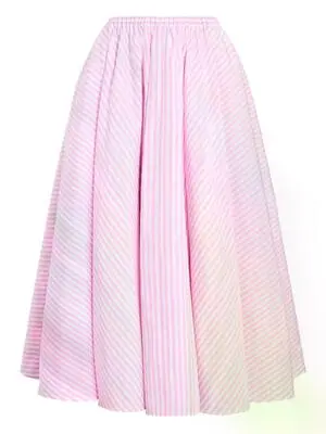 Patou Elasticated-waist Striped Midi Skirt - Pink