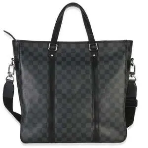 LOUIS VUITTON Damier Graphite Canvas Tadao Tote - Black