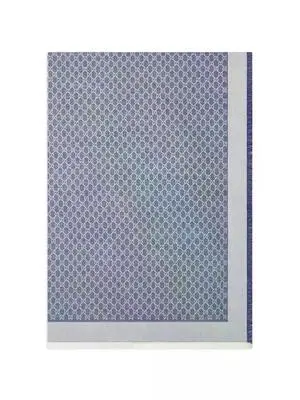 Gucci Fringed Logo-pattern Shawl - Blue