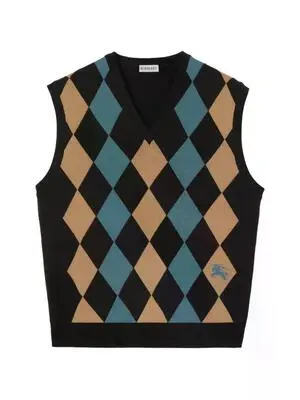 Burberry Argyle Wool Sweater Vest - Black