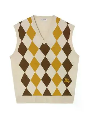Burberry Argyle Wool Sweater Vest - Neutrals