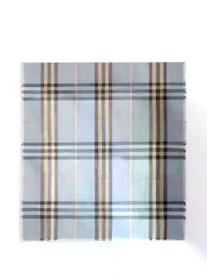 Burberry Reversible Check Wool Silk Scarf - Blue