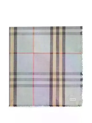 Burberry Reversible Check Wool Silk Scarf - Blue