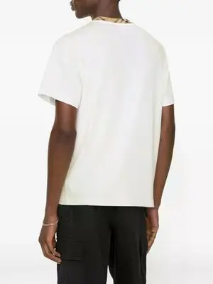 Burberry Check Trim Cotton T-shirt - Neutrals