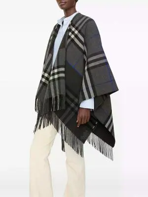 Burberry Contrast Check Cashmere Wool Cape