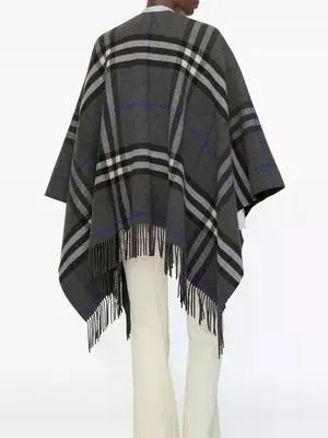 Burberry Contrast Check Cashmere Wool Cape