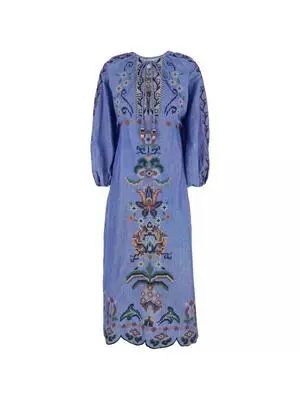 Farm Rio Garden Tapestry Embroidered Mini Dress - Blue