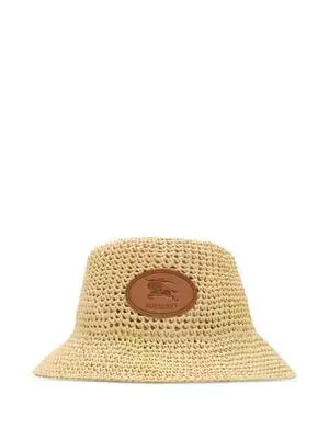 Burberry Knight Stamp Raffia-effect Bucket Hat - Neutrals