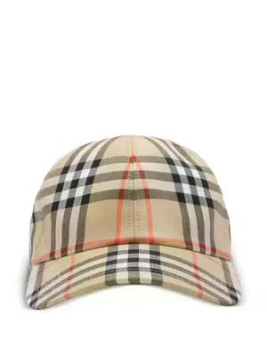 Burberry Check Cotton Baseball Cap - Neutrals