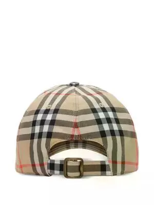 Burberry Check Cotton Baseball Cap - Neutrals