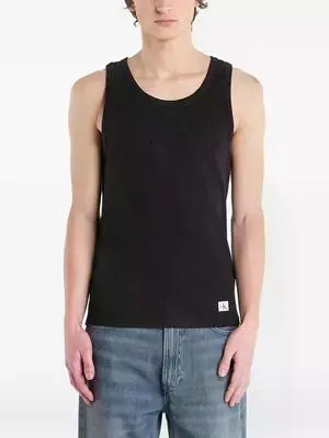 Calvin Klein Jeans 2x2 Rib Badge Tank Top - Black