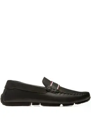 Bally Pilot Driver Leather Stripe Loafers - Black