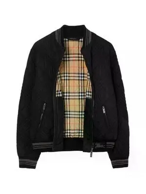 Burberry Micro Check-stitch Rakewood Bomber Jacket - Black