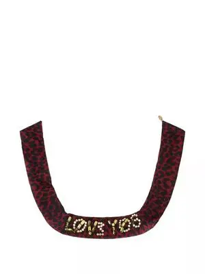 Red Valentino Animal Print Beaded Collar - Red