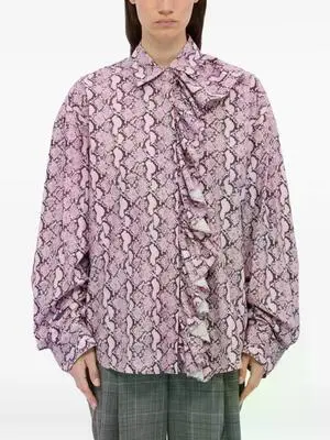 MSGM Ruffled Snake Print Shirt