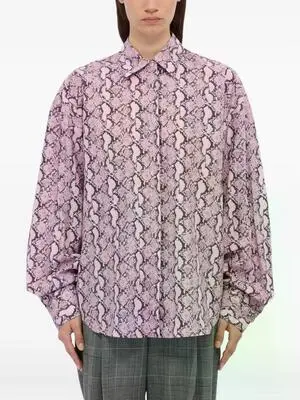 MSGM Ruffled Snake Print Shirt
